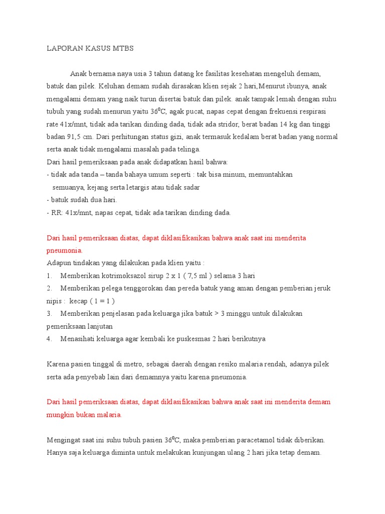 Laporan Kasus Mtbs Bener | PDF