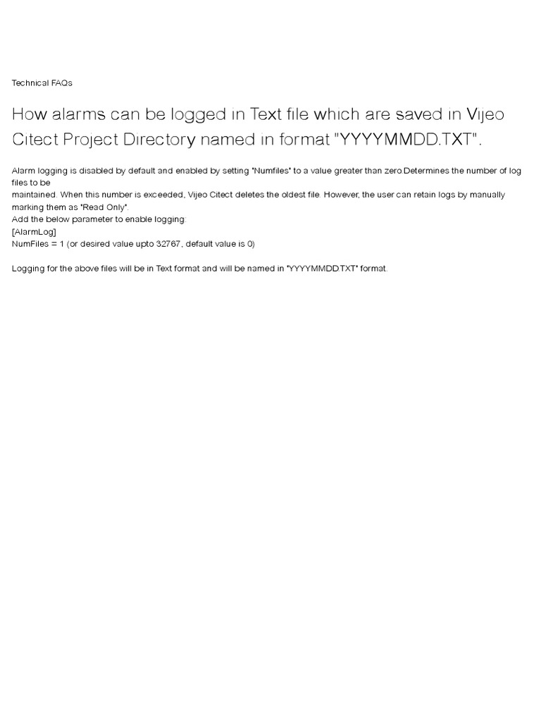 How Alarms Can Be Logged in Text File Which Are Saved in Vijeo Citect ...