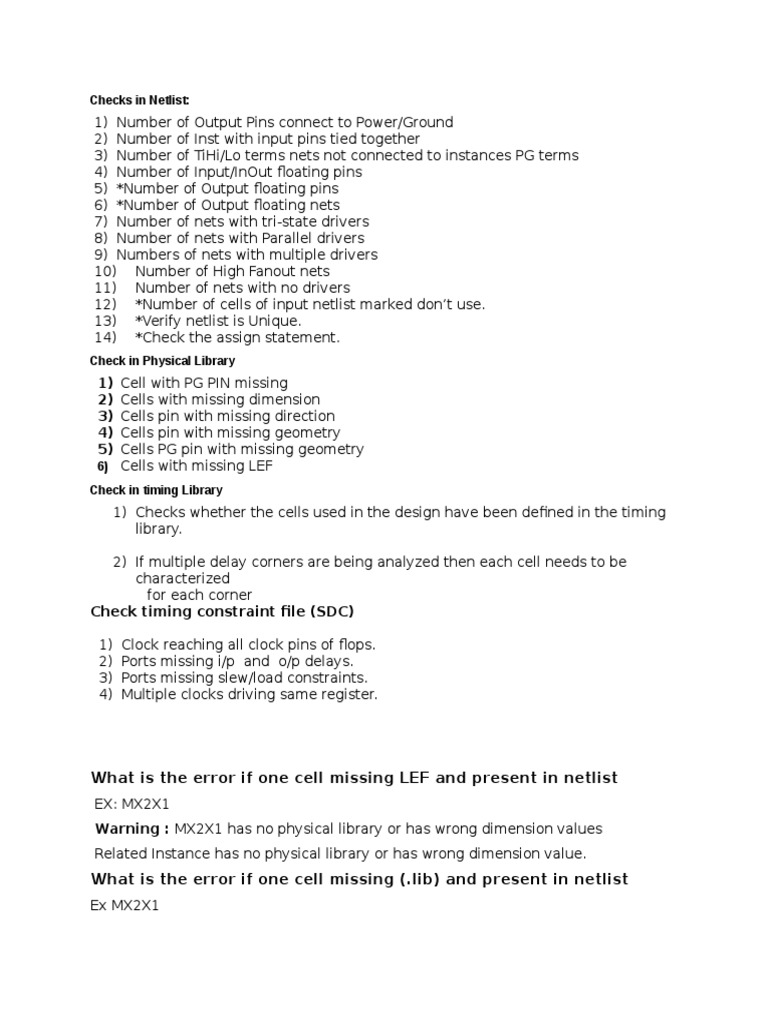 Sanity Checks | PDF | Electronic Design | Digital Technology