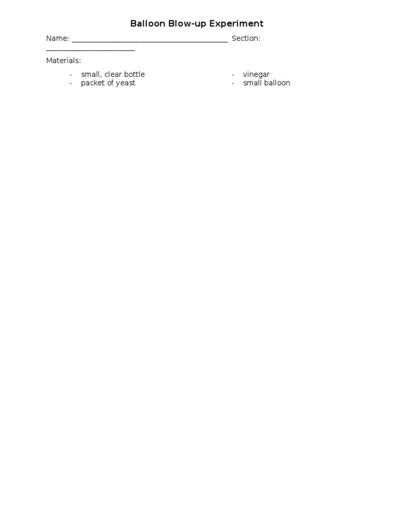 Balloon Blow-Up Experiment | PDF | Experiment | Science