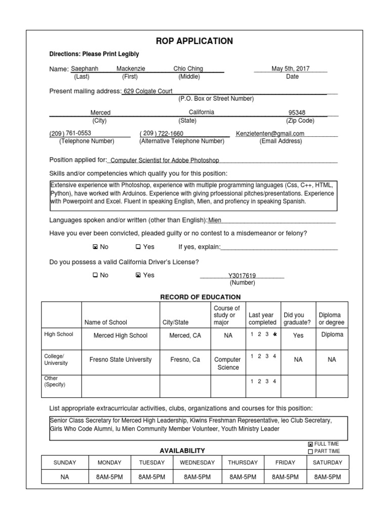 Job Apllication | PDF | Business