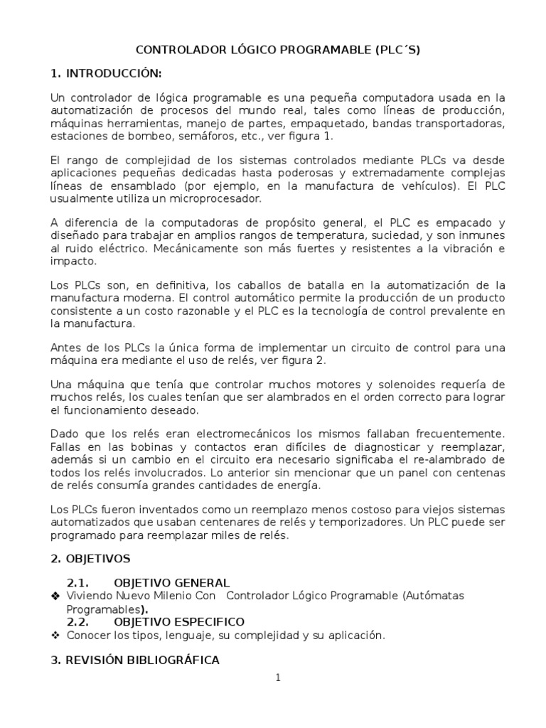 Control Lógico Programable Proyecto | PDF | Controlador lógico ...
