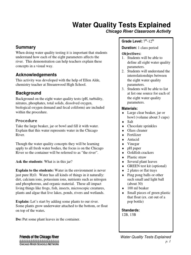 Water Quality Tests Explained | PDF | Sewage | Properties Of Water