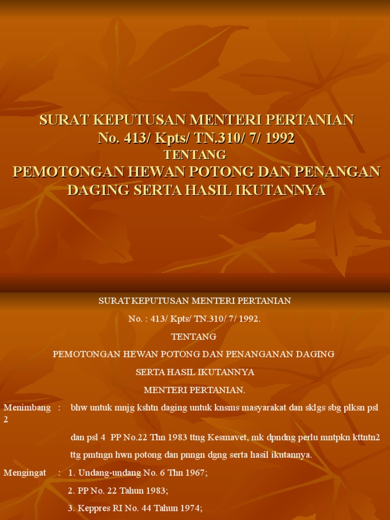 1 - Surat Keputusan Mentan No. 413 | PDF
