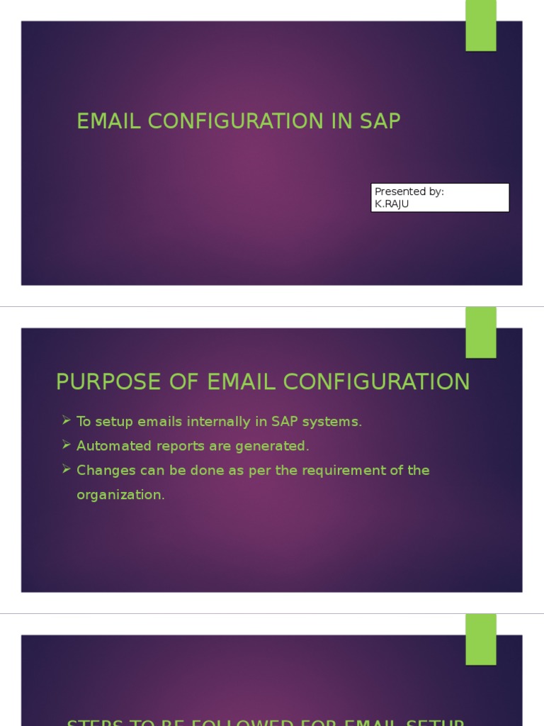 Email Configuration in Sap: Presented By: K.Raju | PDF