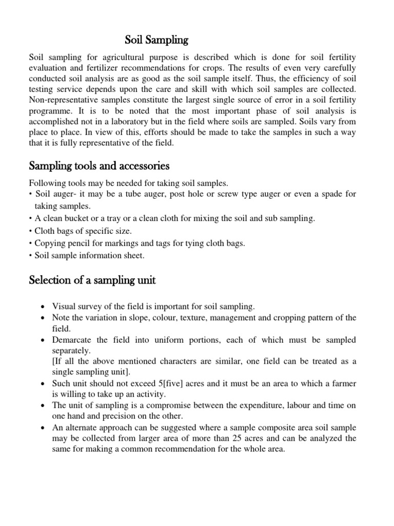 Soil Sampling Procedures | PDF