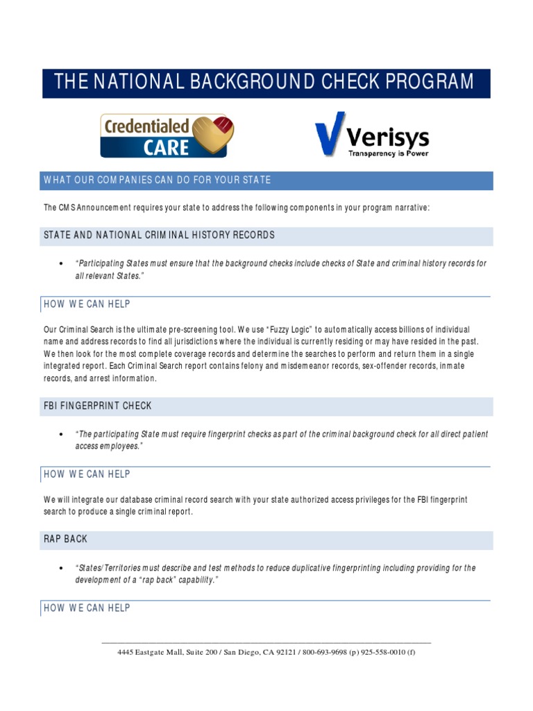 State Brochure | PDF | Criminal Record | Background Check