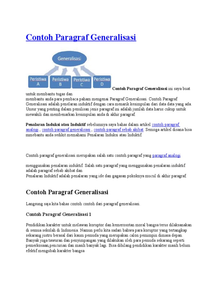 Contoh Paragraf Generalisasi | PDF