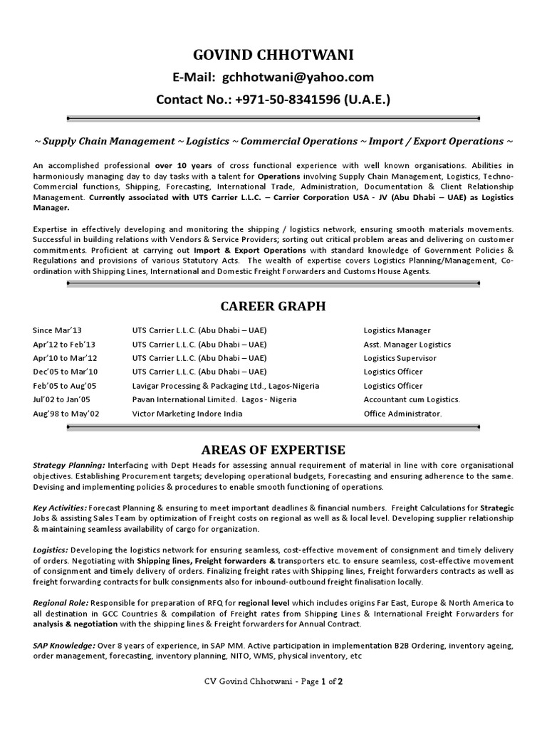 Resume GC | PDF | Cargo | Logistics