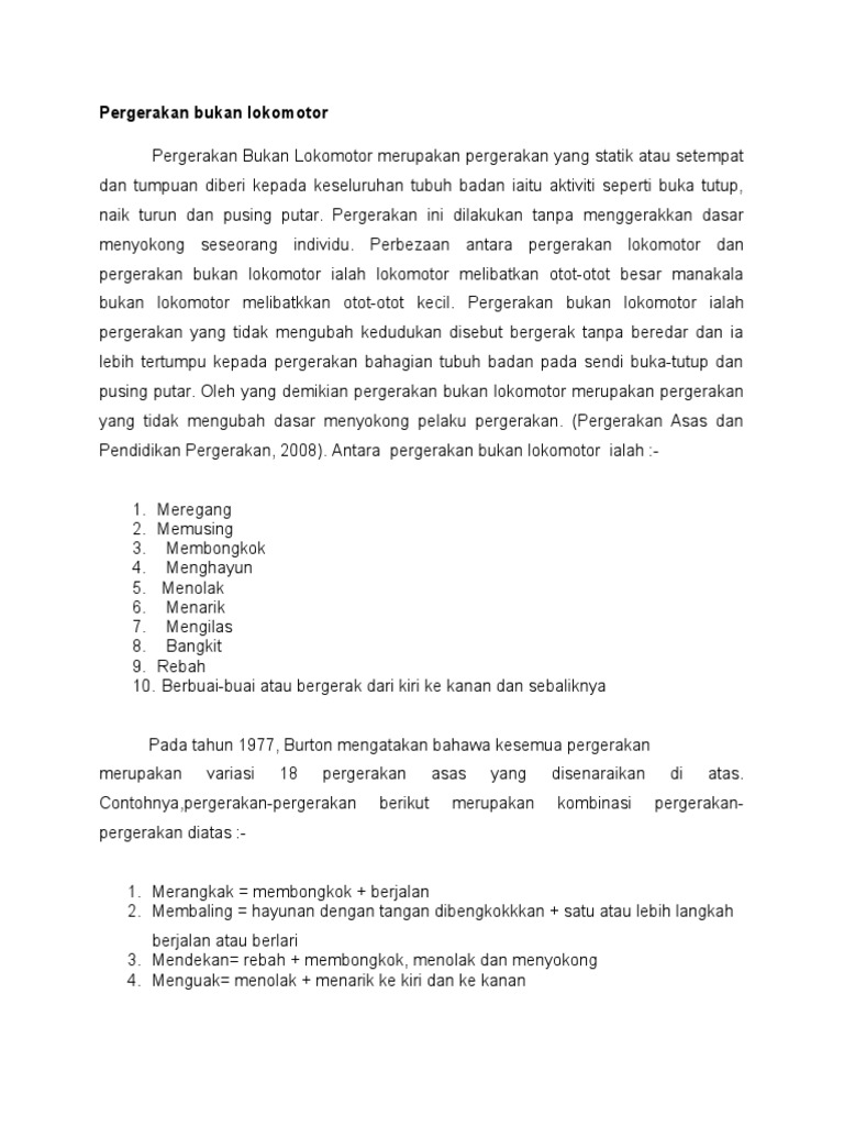 Pergerakan Bukan Lokomotor 2 | PDF | Pengembangan Diri | Gaya Hidup