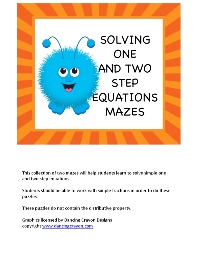 AlgebraSolvingOneandTwoStepEquationsMazesFREE PDF | PDF | Leisure