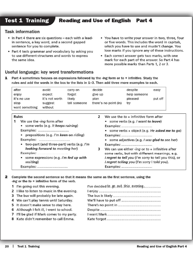 22 - FCE Training (R & UOE Part 4 - Key Word Transformation) | PDF