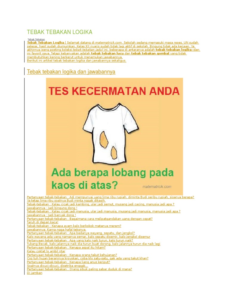 Tebak Tebakan Logika | PDF