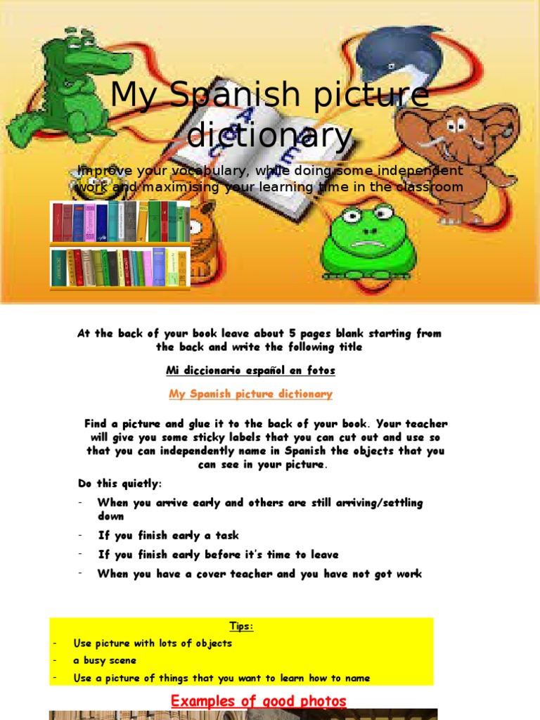 Spanish Picture Dictionary Guide | PDF