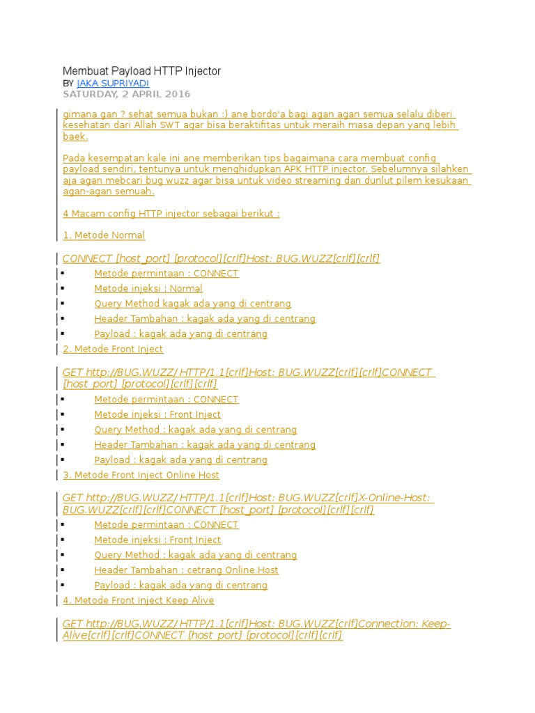 Membuat Payload HTTP Injector | PDF