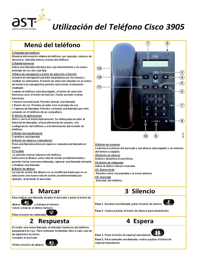Uso Teléfono CISCO 3905