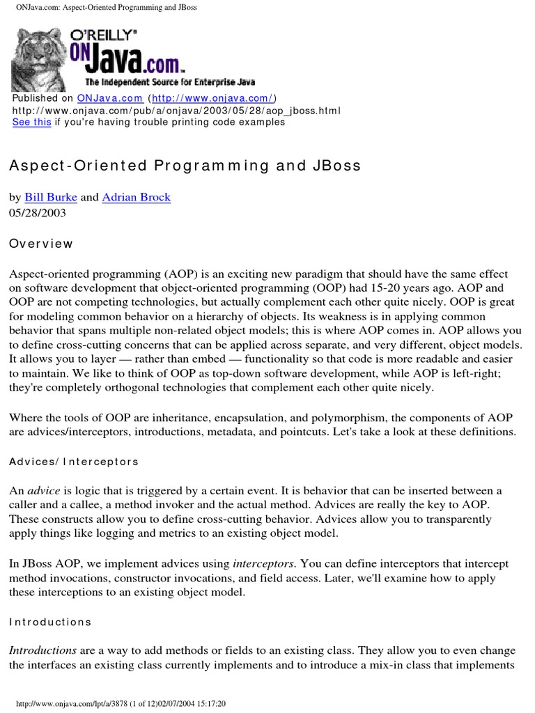 Aspect-Oriented Programming and JBoss | PDF | Enterprise Java Beans ...