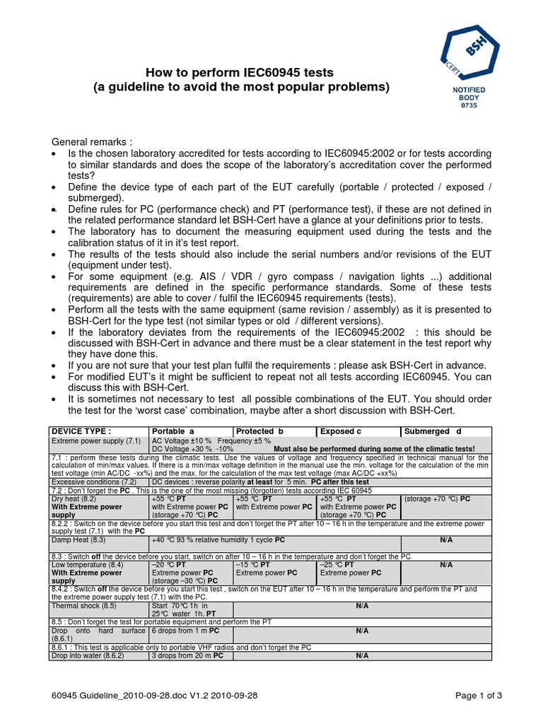 IEC 60945 Testing Guidelines | PDF | Power Supply | Hertz