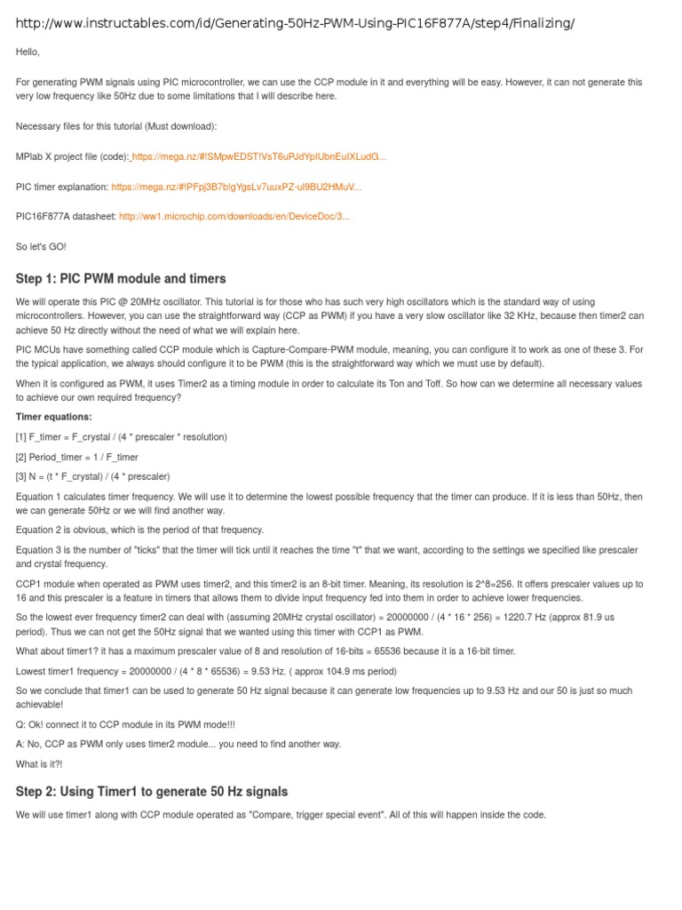 Generating 50Hz PWM Using PIC16F877A | PDF | Frequency | Hertz