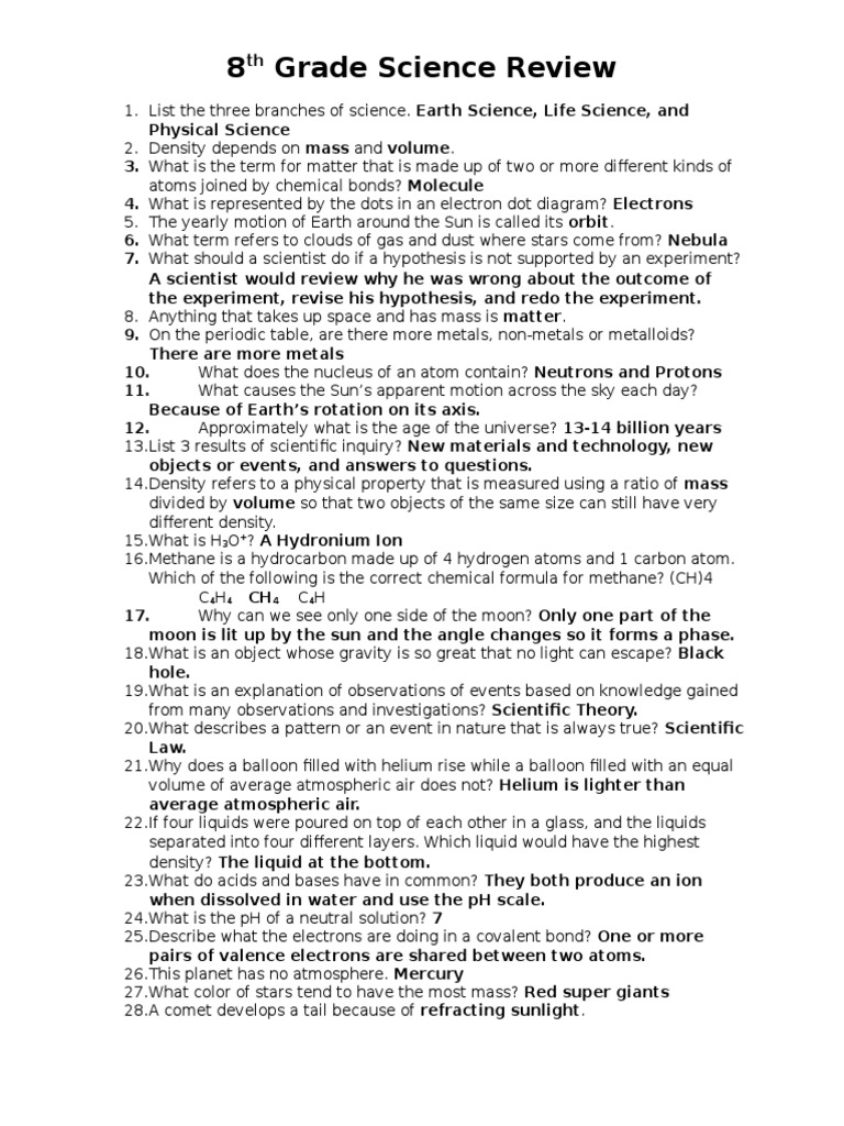 8th grade science review | Chemical Bond | Atoms