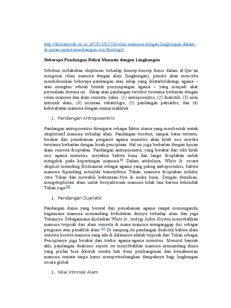 Pandangan Manusia Terhadap Lingkungan | PDF | Ilmu Sosial