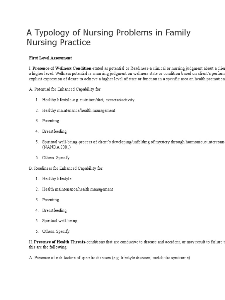 A Typology of Nursing Problems in Family Nursing Practice ...