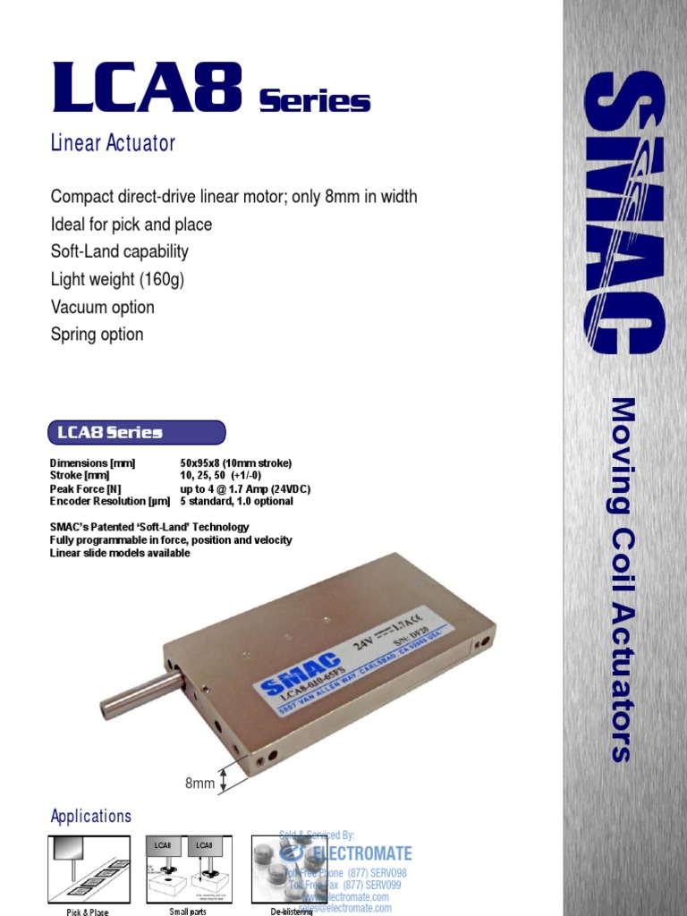 SMAC LCA8 Series Linear Actuator Brochure | PDF | Electrical ...