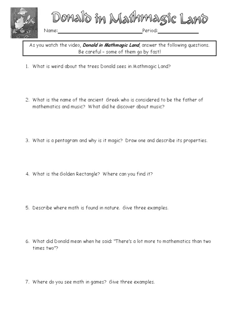 Donald in Mathmagic Land Worksheet | PDF