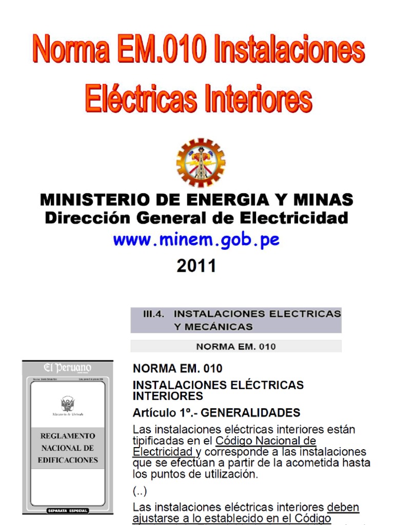 Norma EM.010 Instalaciones Eléctricas PDF | PDF