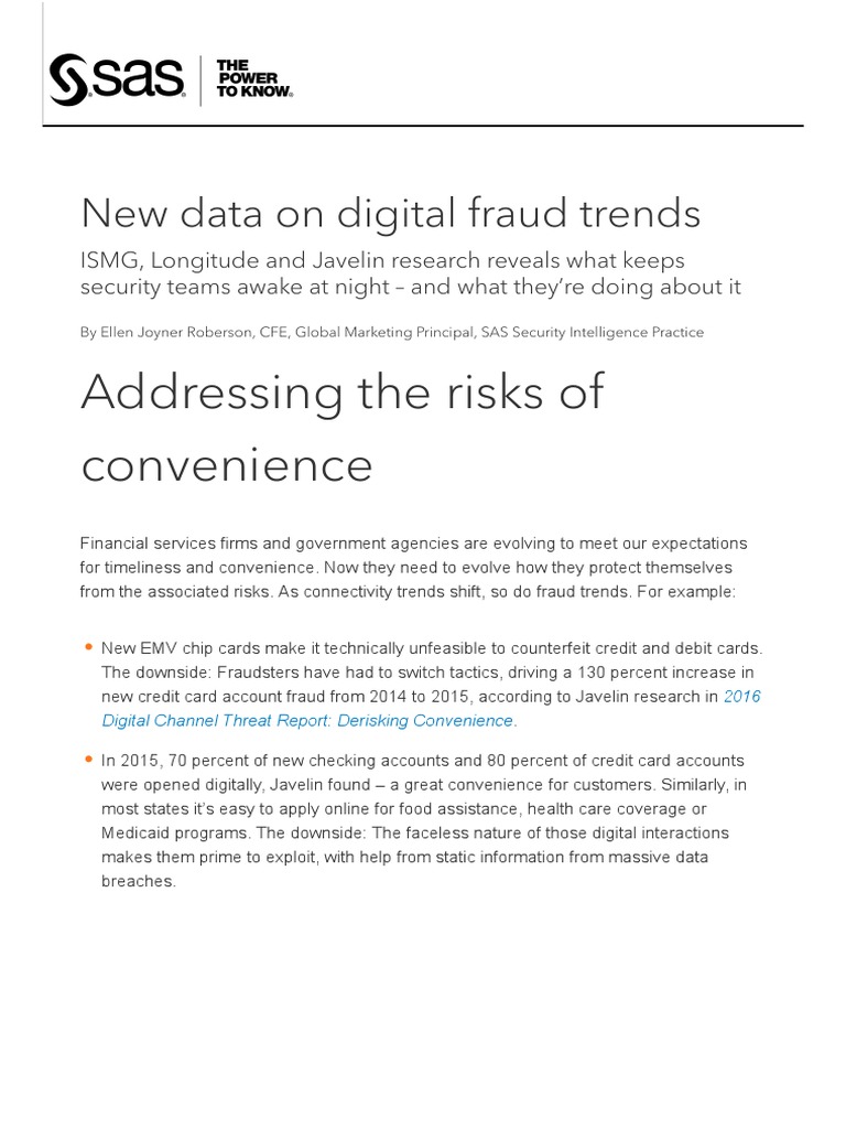 New Data On The Latest Digital Fraud Trends SAS | PDF | Analytics | Fraud