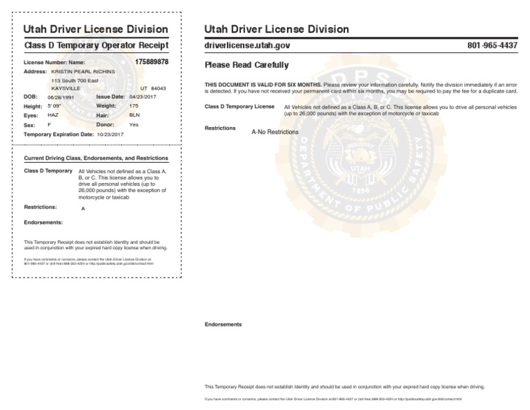 Temp | Driver's License | Driving