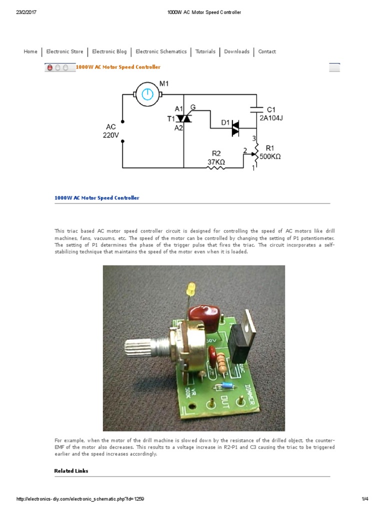 1000W AC Motor Speed Controller | PDF | Arduino | Capacitor
