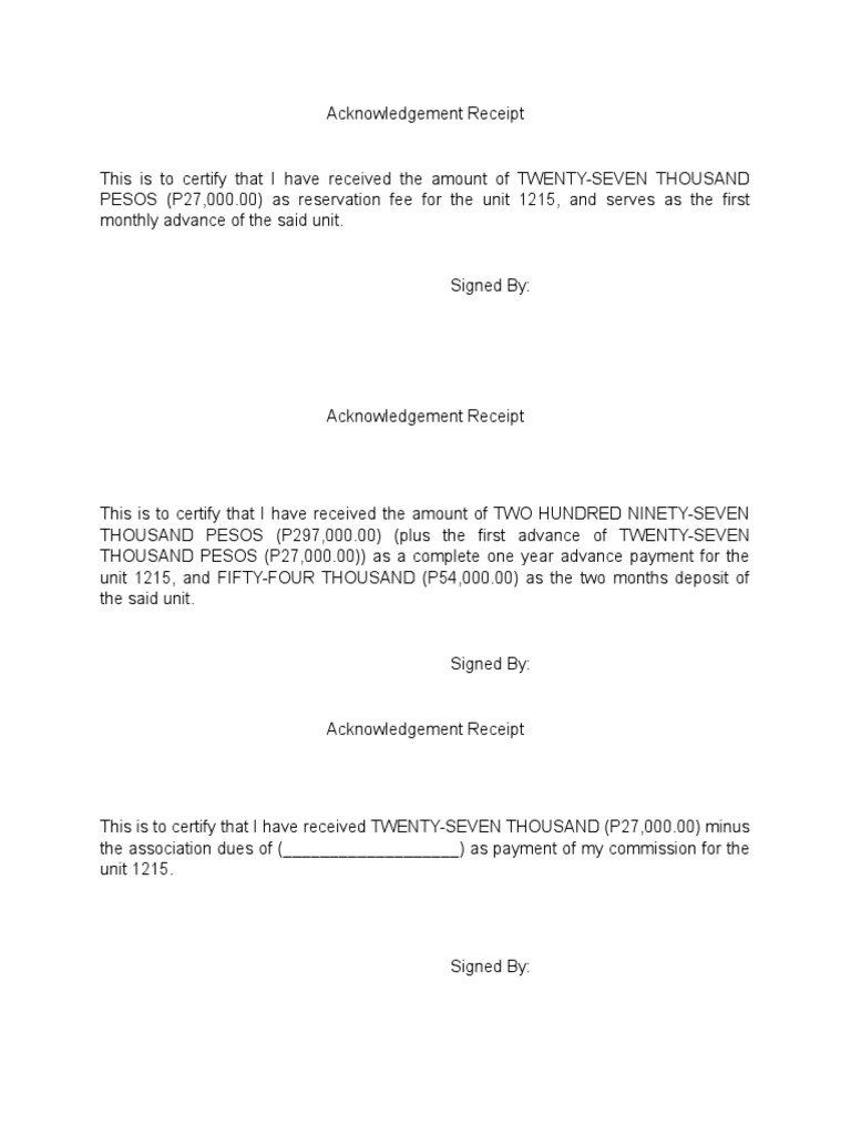 Acknowledgement Receipt Template | PDF