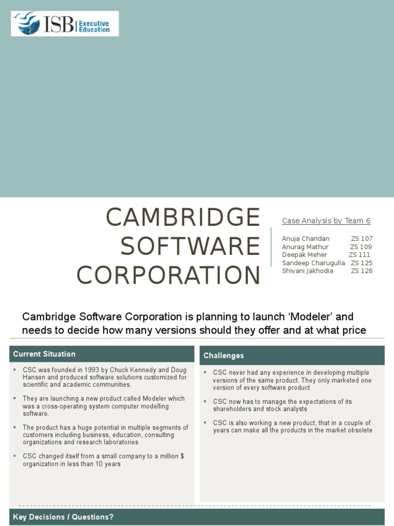 Team 6 - Pricing Assignment 2 - Cambridge Software Corporation V 1.0 | PDF | Profit (Accounting ...