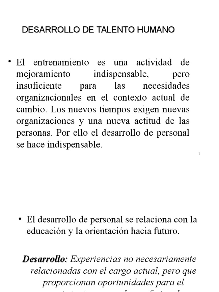 Métodos de Desarrollo Del Talento Humano | PDF | Desarrollo personal ...