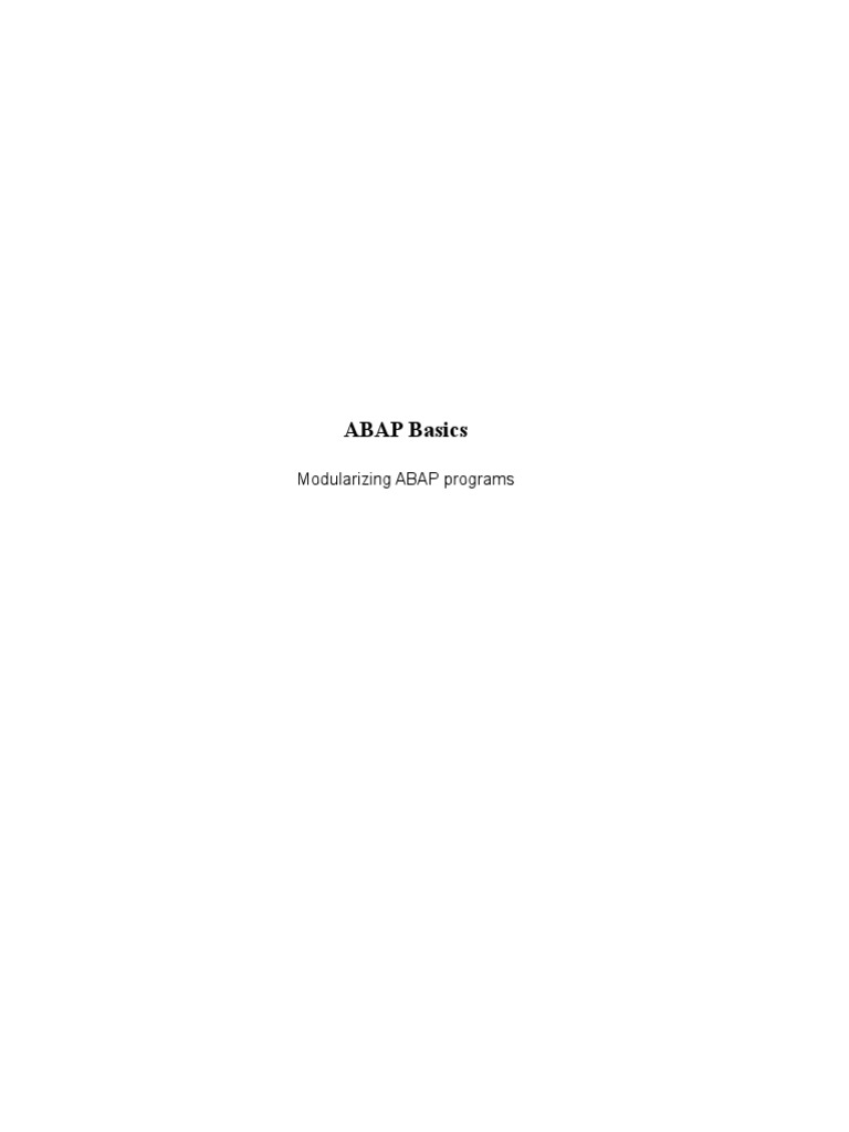Abap Basics Modularization Pdf Subroutine Software Development 5705