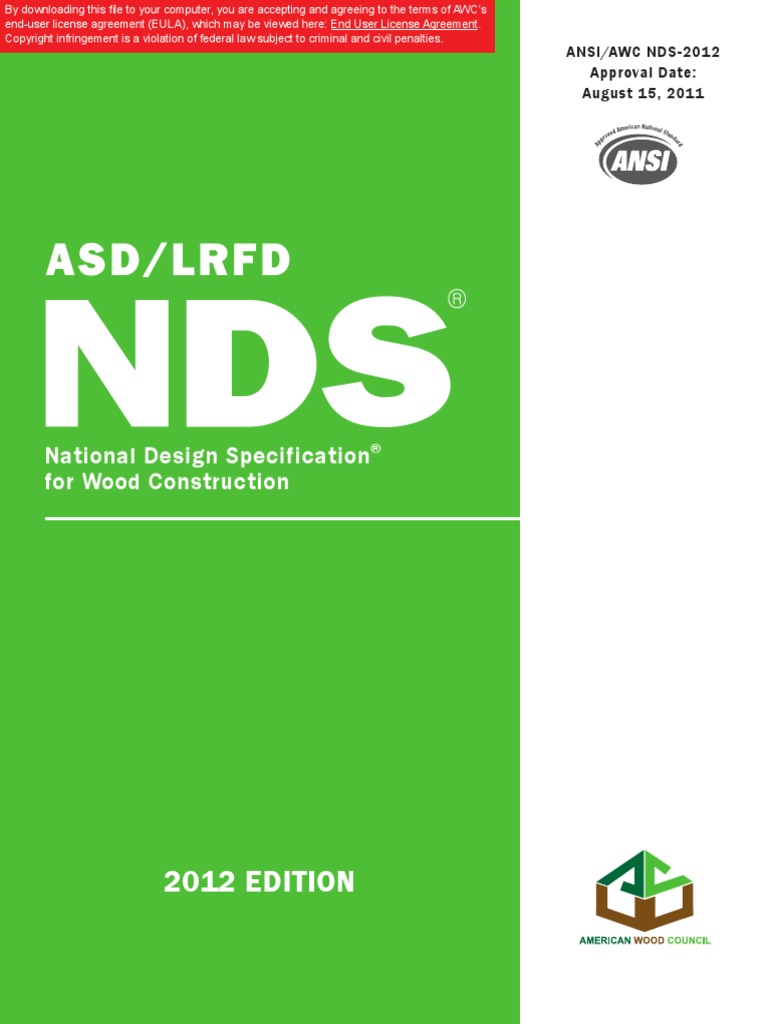 NDS For Wood Construction, 2012 Edition | PDF | Lumber | Bending