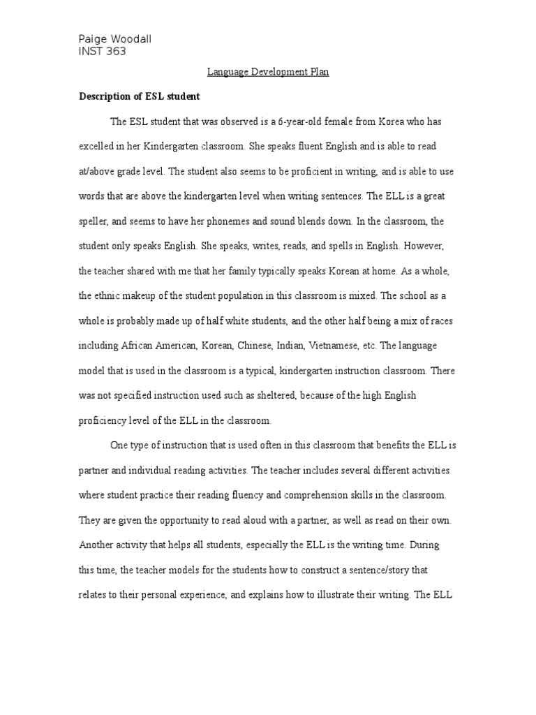 Inst 363 Language Development Plan | PDF | Educational Assessment ...