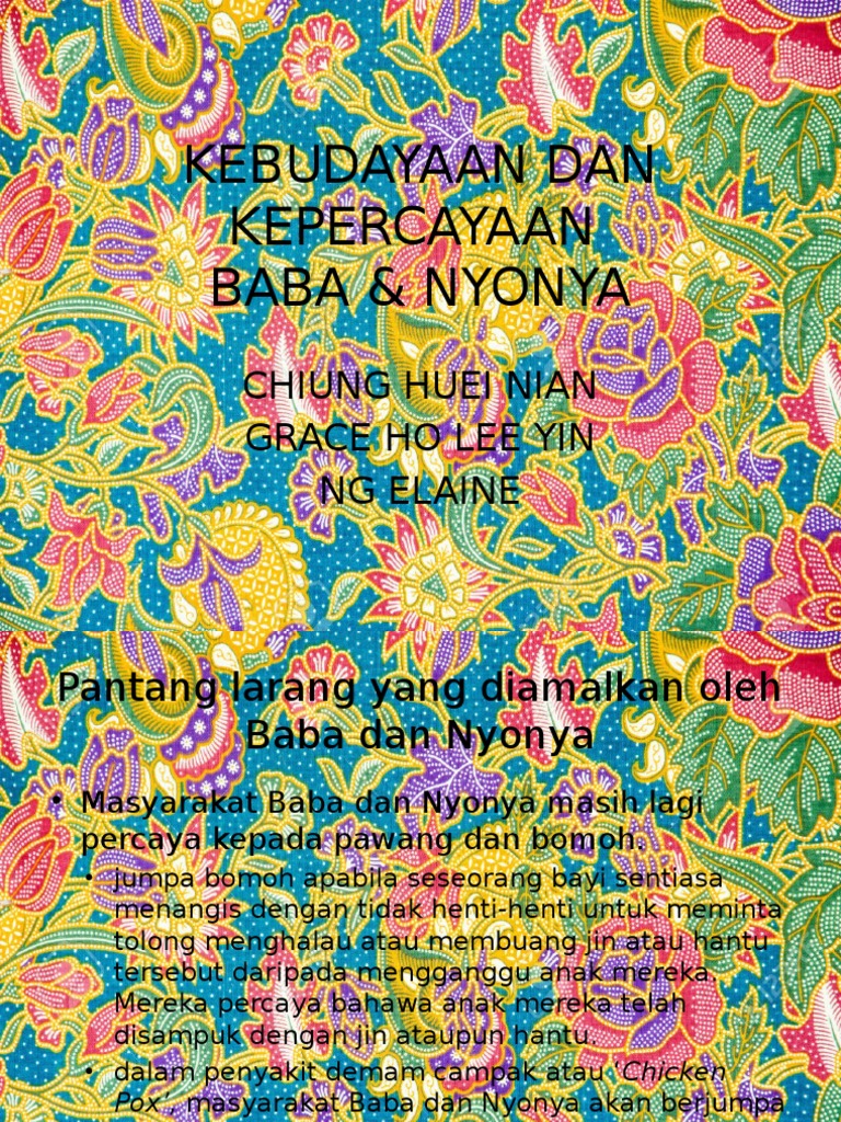Kebudayaan Dan Kepercayaan Baba Dan Nyonya | PDF