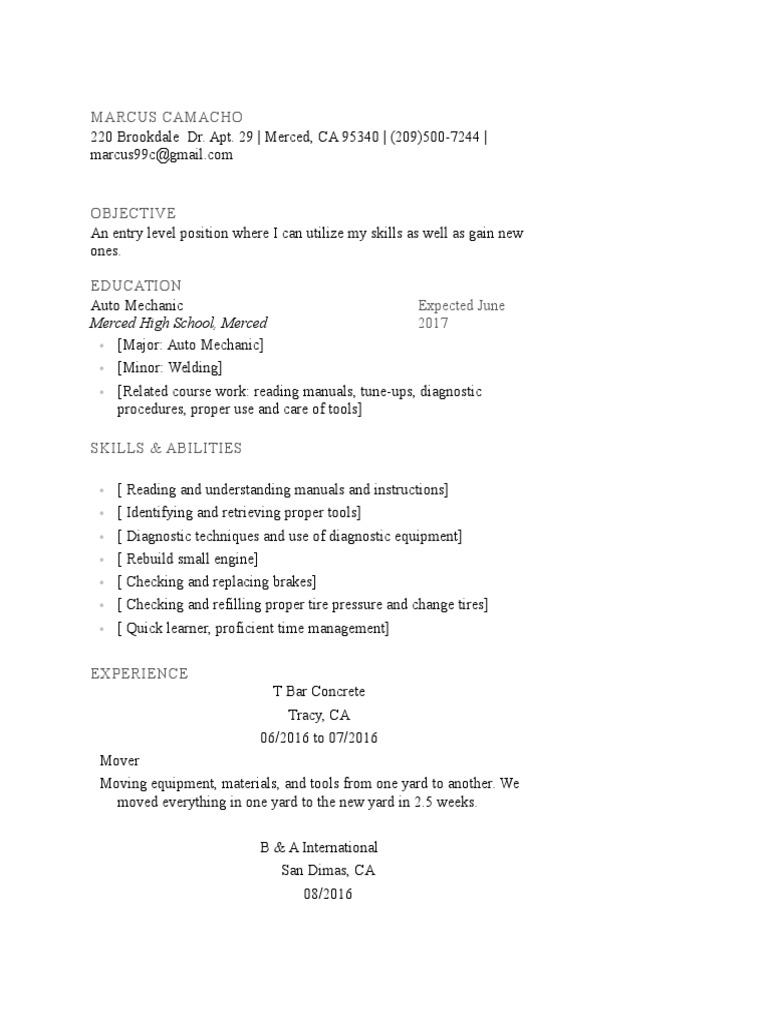 Marcus Camacho Resume 2016 | PDF