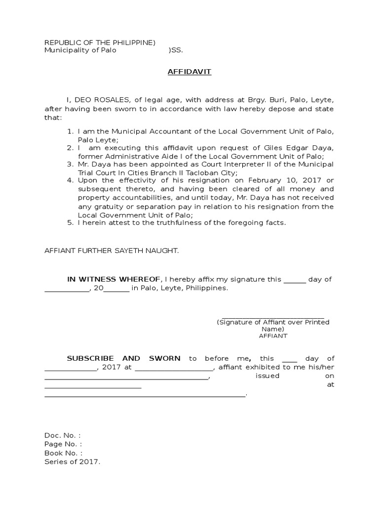 Affidavit: - (Signature of Affiant Over Printed Name) Affiant | PDF