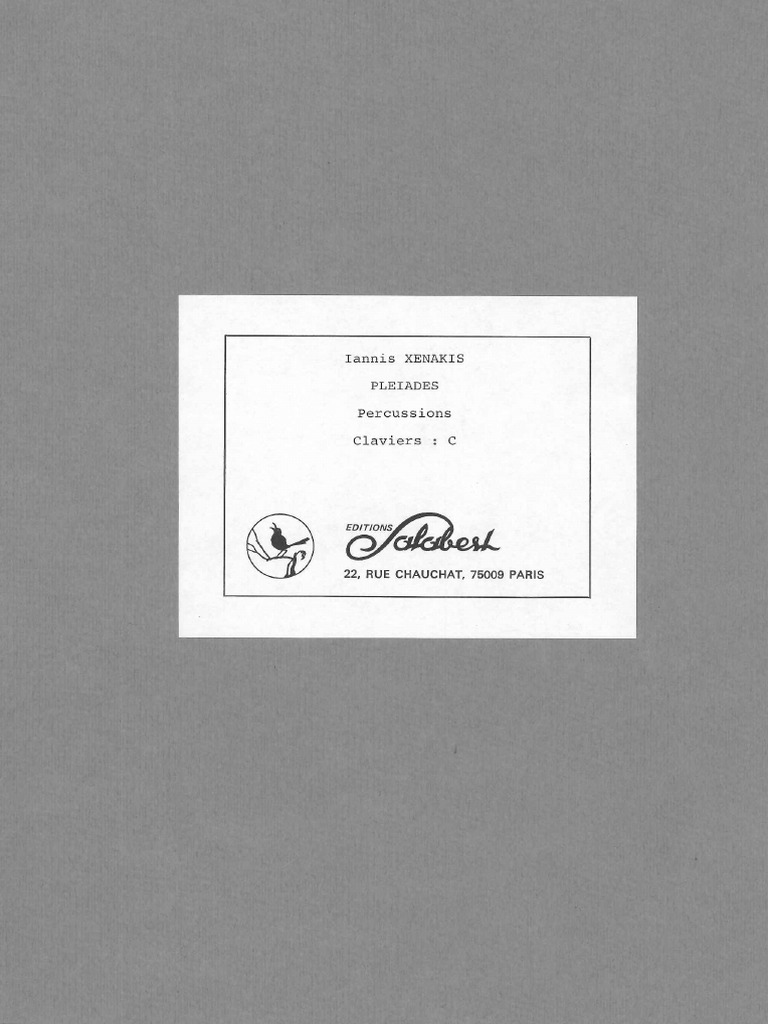 XENAKIS Iannis - Pleiades - Claviers C | PDF