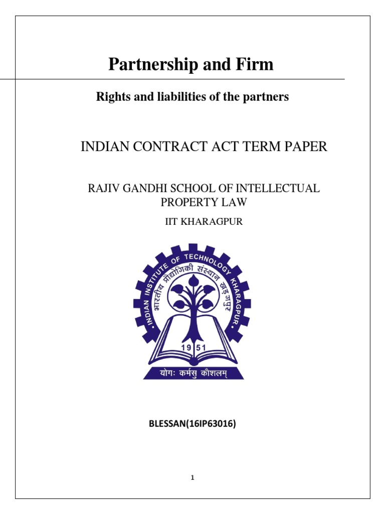 16ip63016 Blessan Contract Law 2 | PDF | Partnership | Law Of Agency