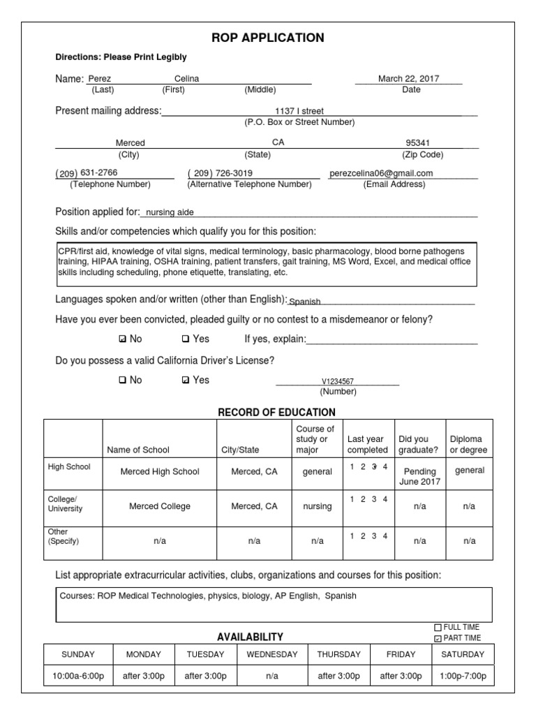Form - Application - Fillable - Sample 2017 | PDF | Nursing | Health Care