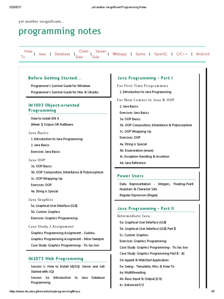Yet Another Insignificant Programming Notes | PDF | Java (Programming ...