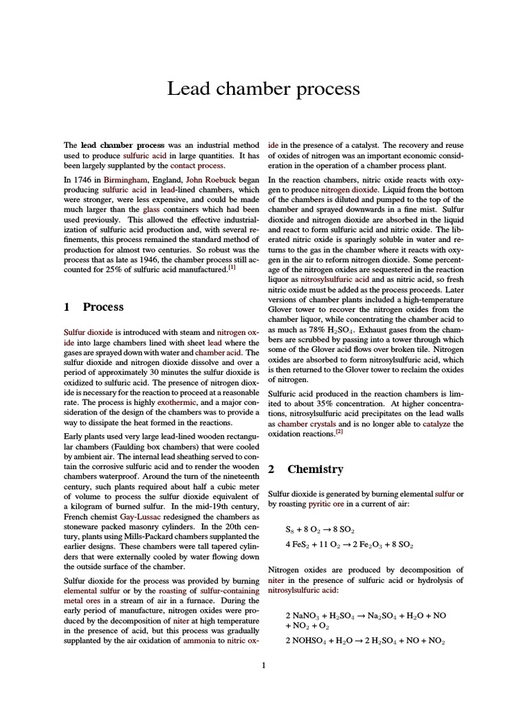 Lead Chamber Process | PDF | Chemical Compounds | Chemical Elements