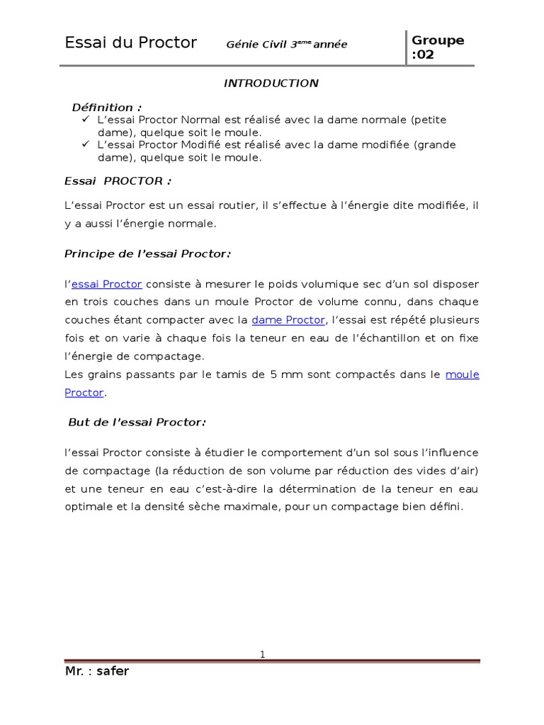 Essai Proctor en Génie Civil | PDF | Maison et jardin | Sciences et ...