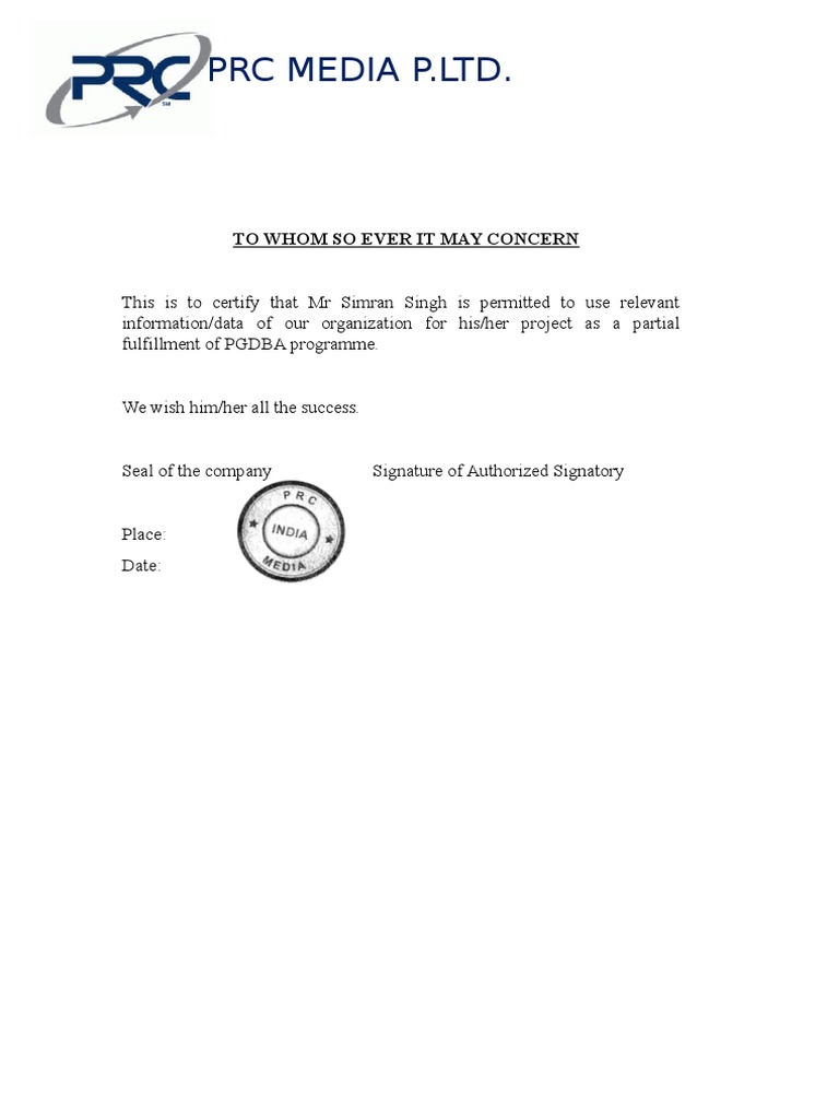 PRC Media P.LTD.: To Whom So Ever It May Concern | PDF | Government ...