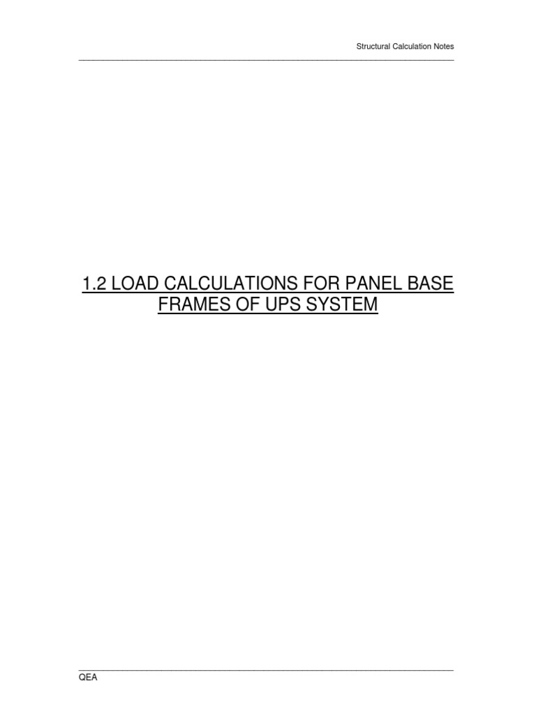 1.2 Load Calculations For Panel Base Frames of Ups System: Structural ...