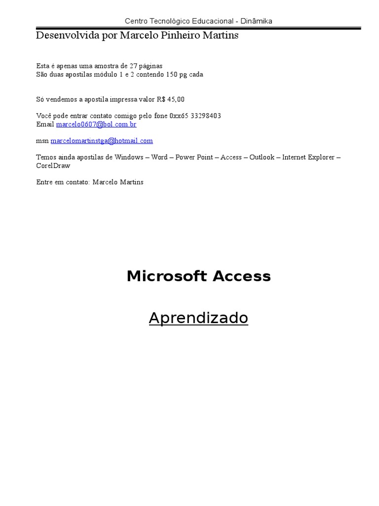 Office Curso Manual Apostila Access Passo A Passo | PDF | Microsoft ...